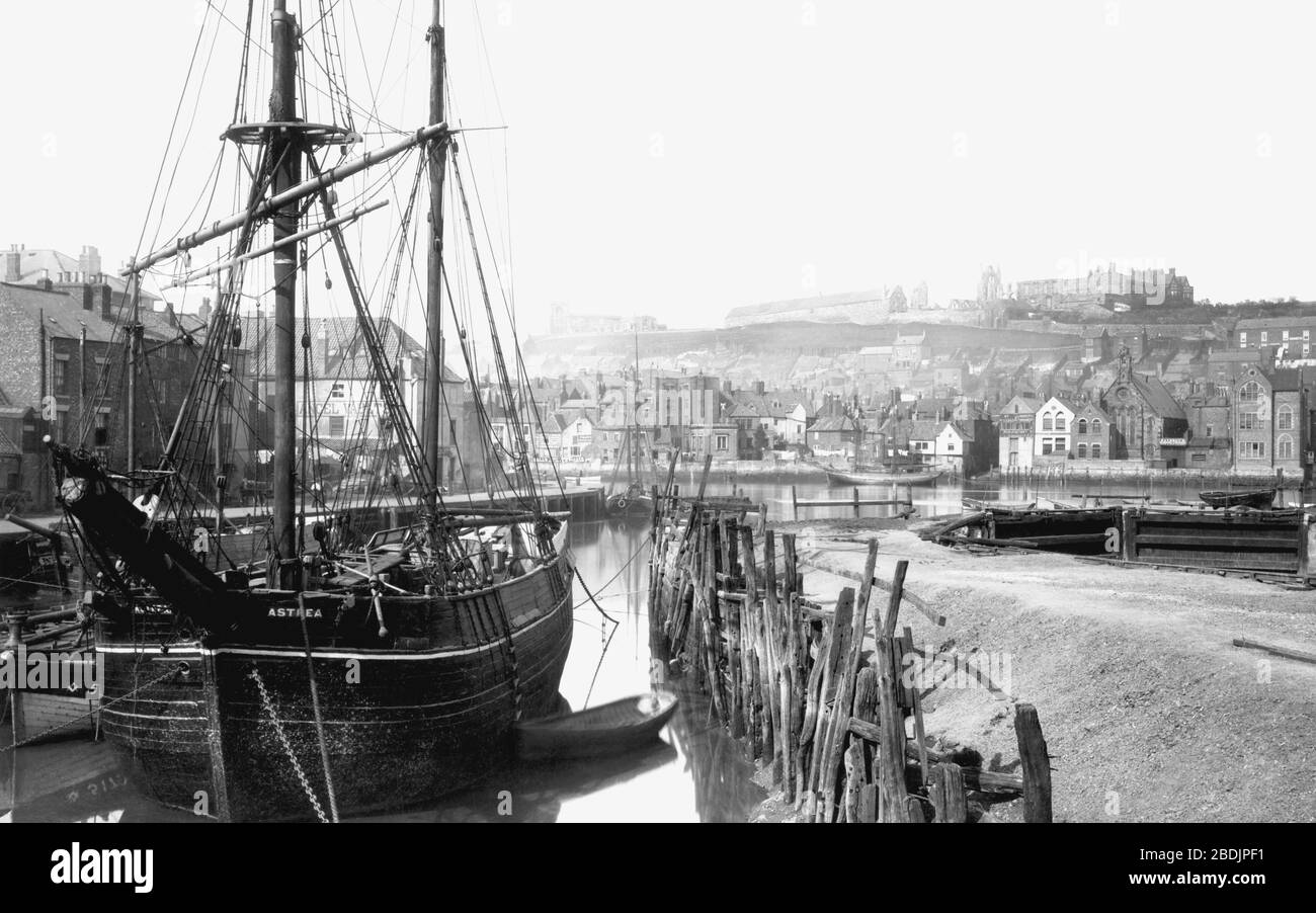 Whitby, the Harbour 1885 Stock Photo - Alamy