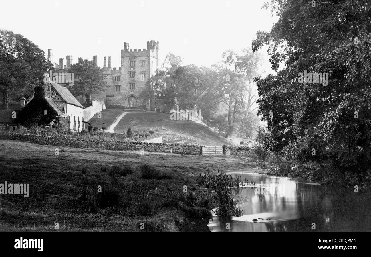 Haddon Hall, from above the Bridge c1862 Stock Photo - Alamy