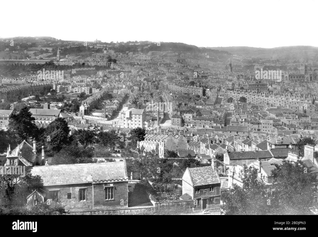 Bath, from Beechen Cliff (Abbey right) 1876 Stock Photo - Alamy