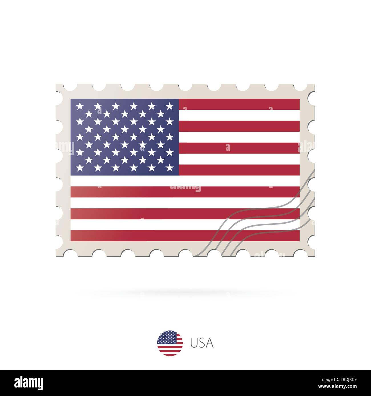Postage stamp with the image of USA flag. USA Flag Postage on white ...