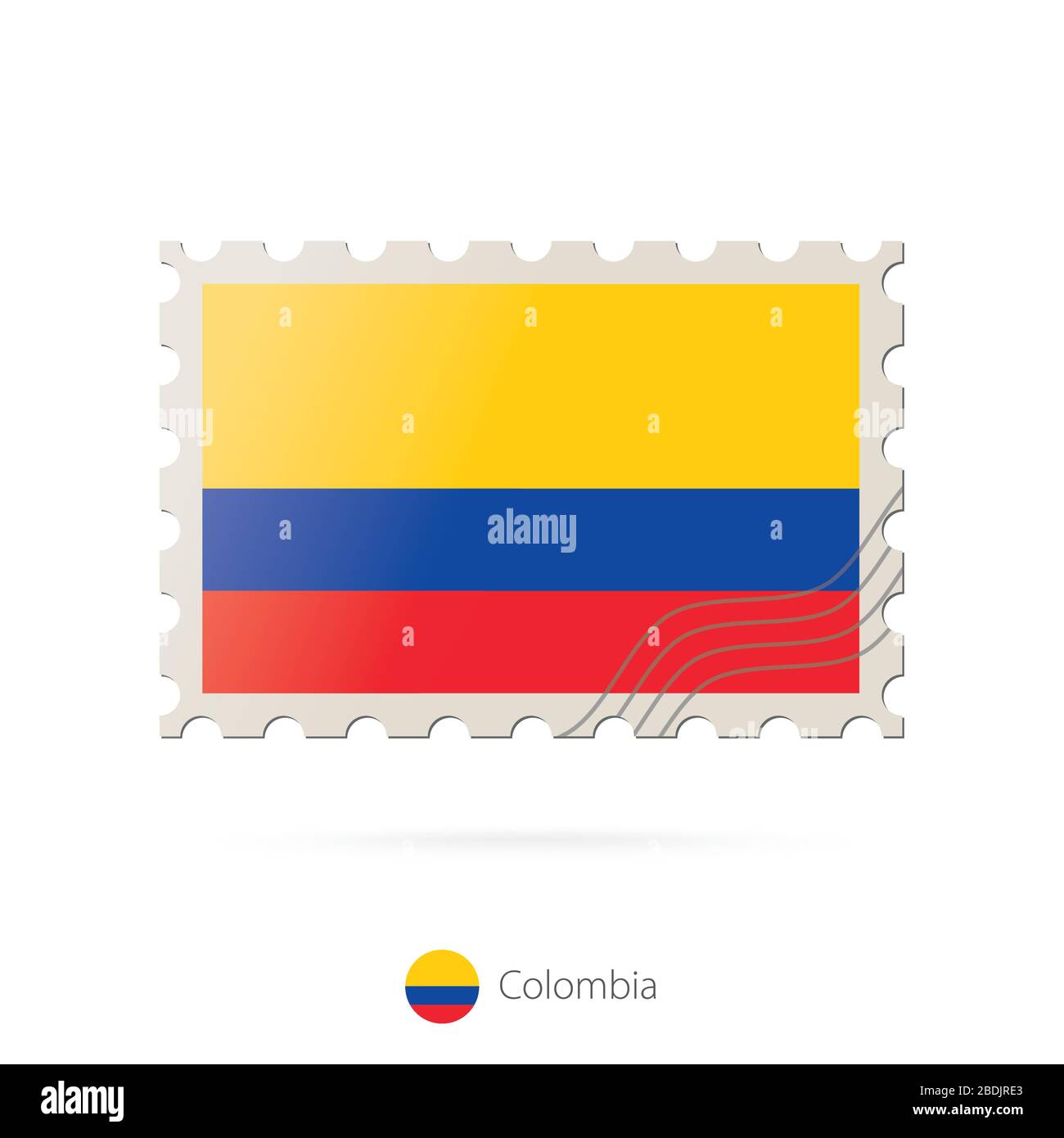 Postage stamp with the image of Colombia flag. Colombia Flag Postage on ...