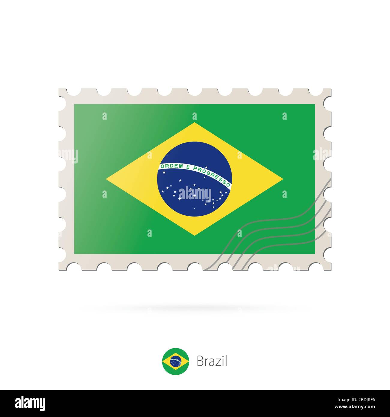 Postage stamp with the image of Brazil flag. Brazil Flag Postage on ...