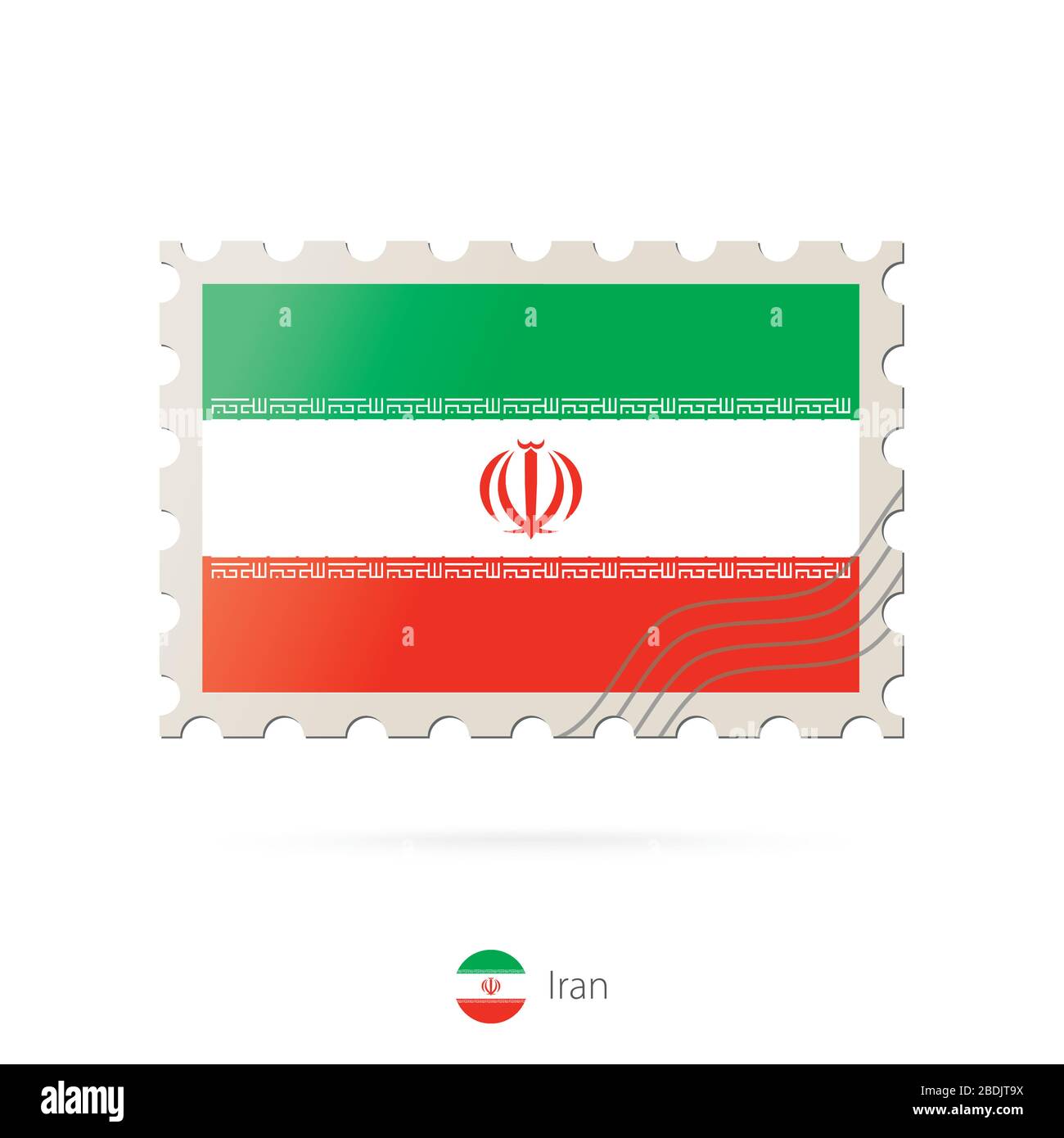 Postage stamp with the image of Iran flag. Iran Flag Postage on white ...