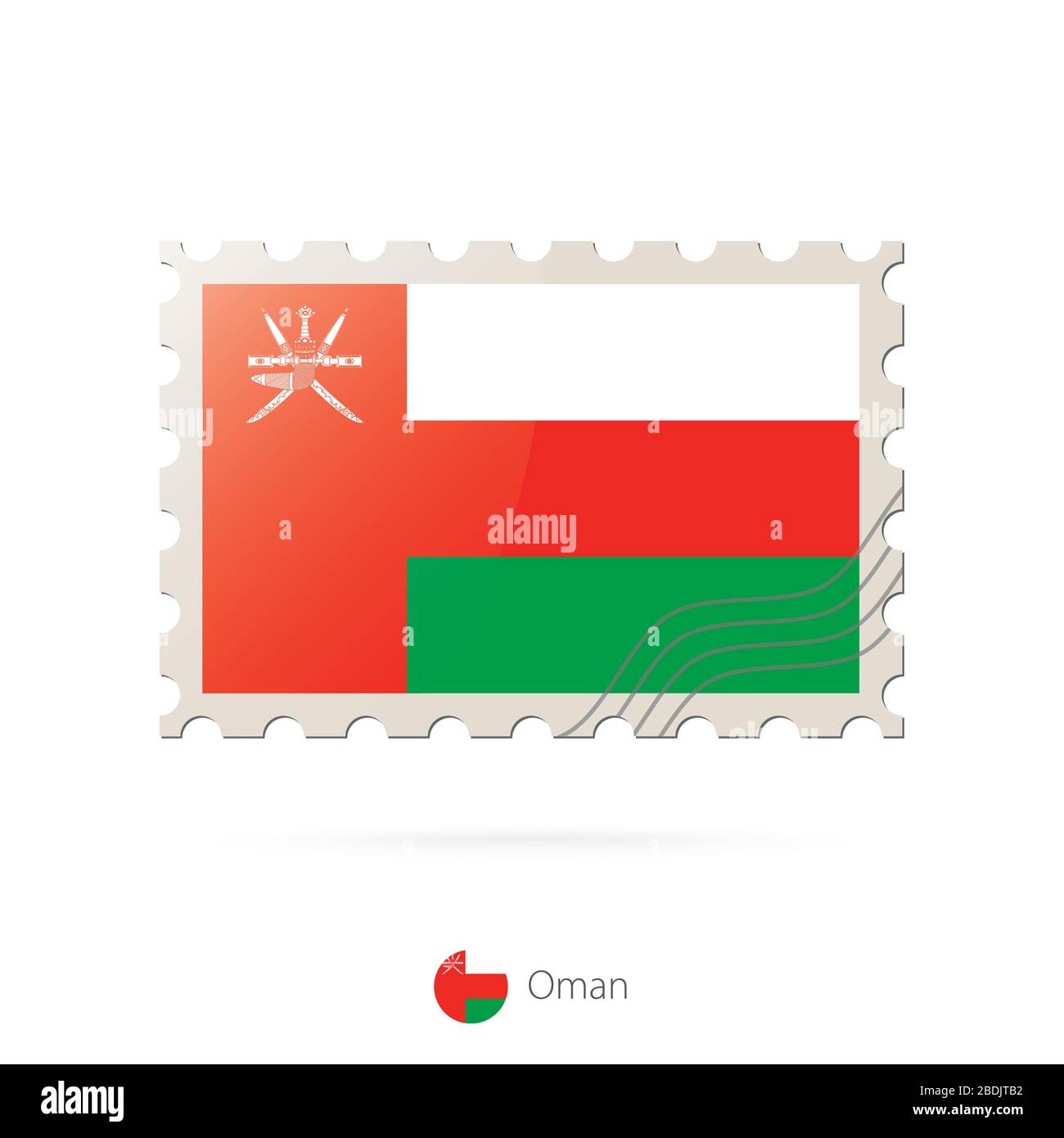 Postage stamp with the image of Oman flag. Oman Flag Postage on white ...