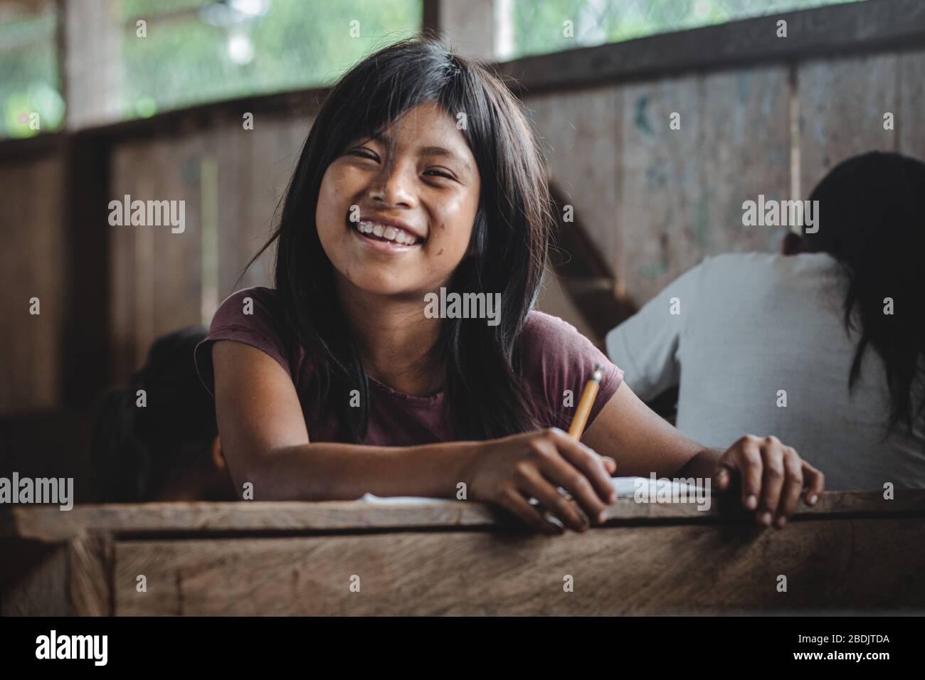 Indigenous kids learning, Shiwiar Territory, Ecuador Stock Photo - Alamy