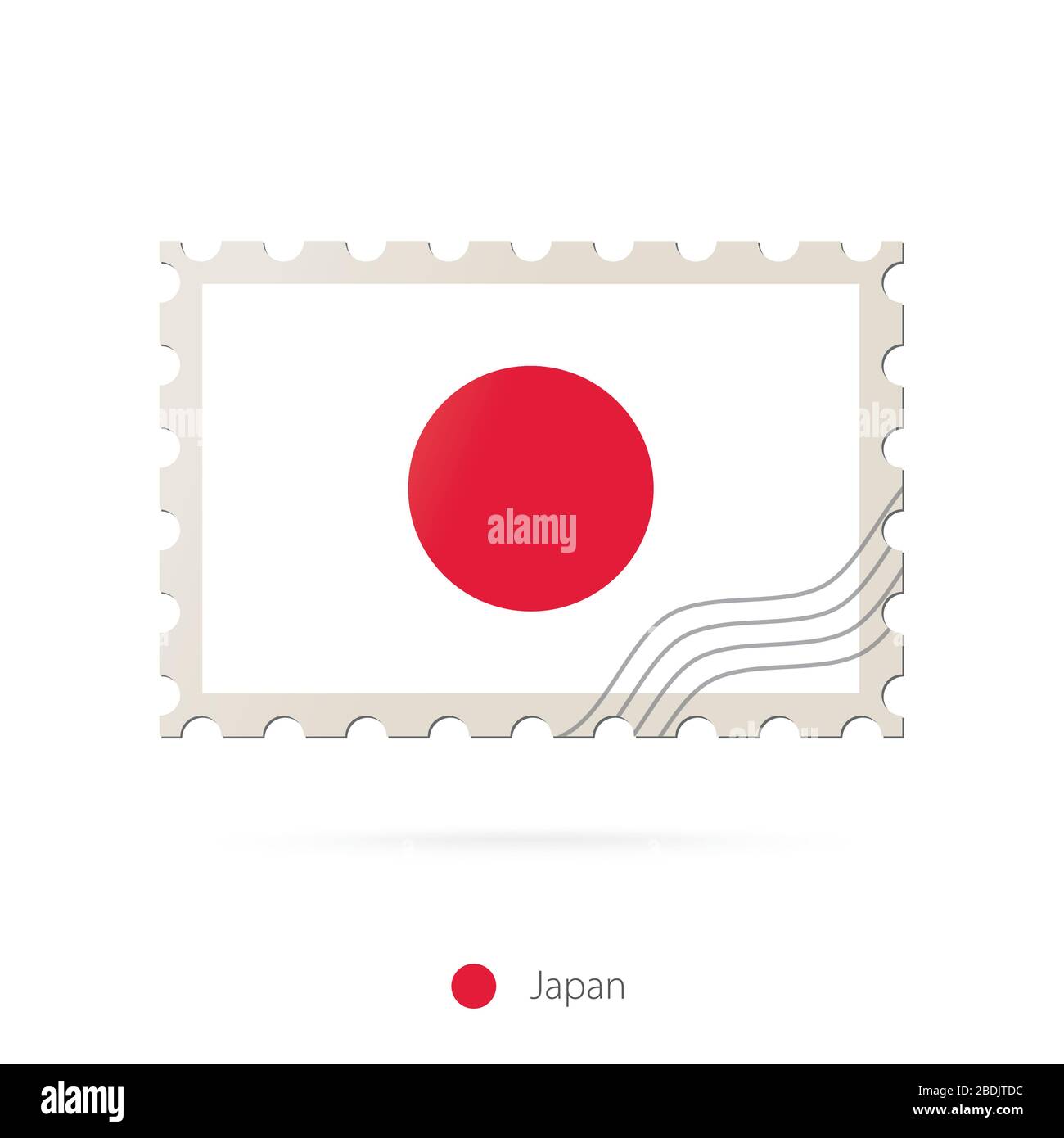 Postage stamp with the image of Japan flag. Japan Flag Postage on white ...