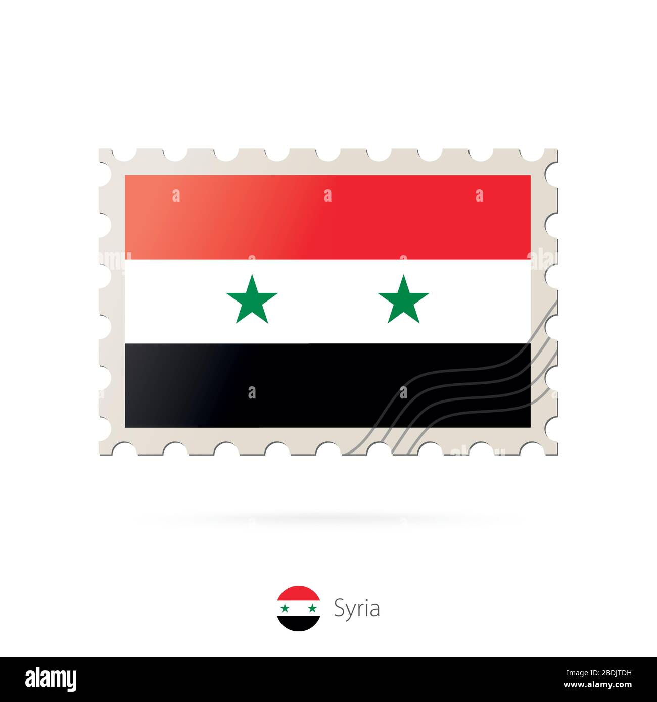 Postage stamp with the image of Syria flag. Syria Flag Postage on white ...