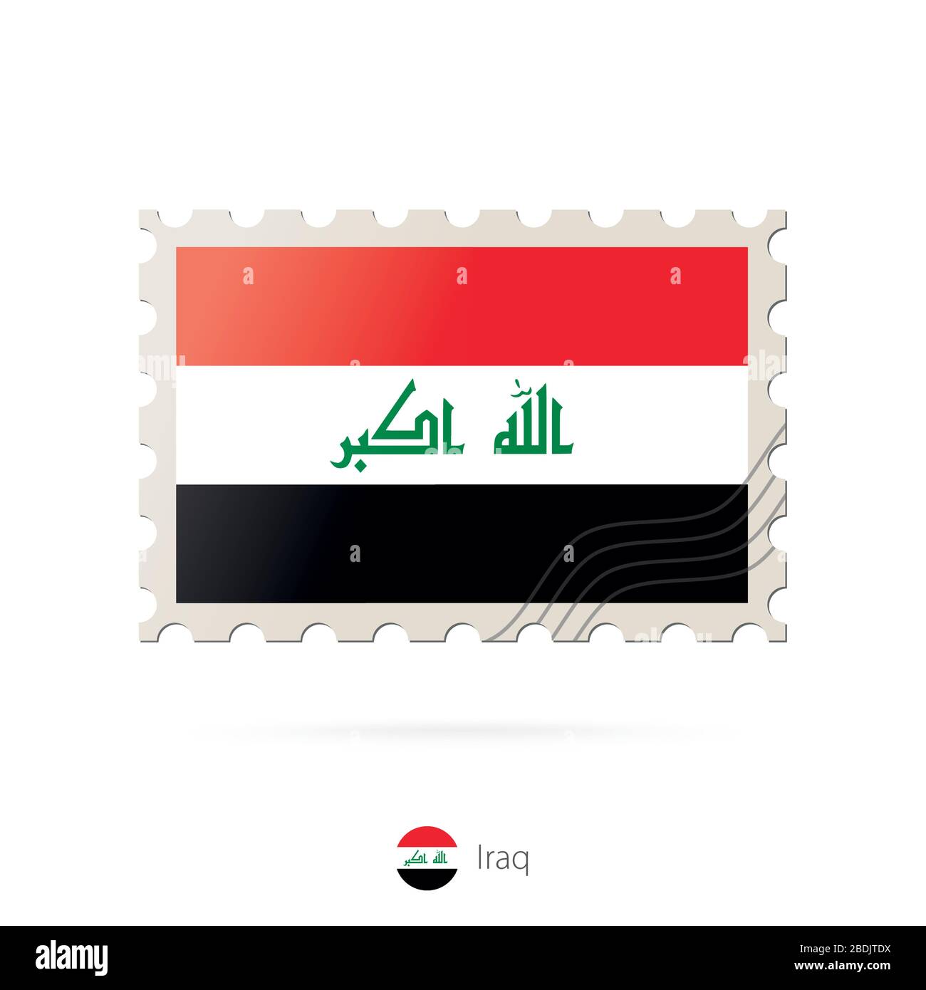Postage stamp with the image of Iraq flag. Iraq Flag Postage on white ...