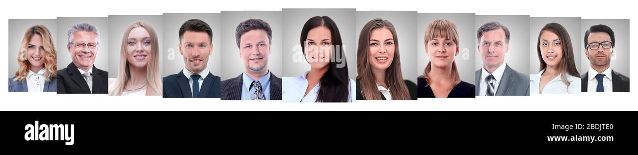 panoramic collage of portraits of successful business people Stock ...