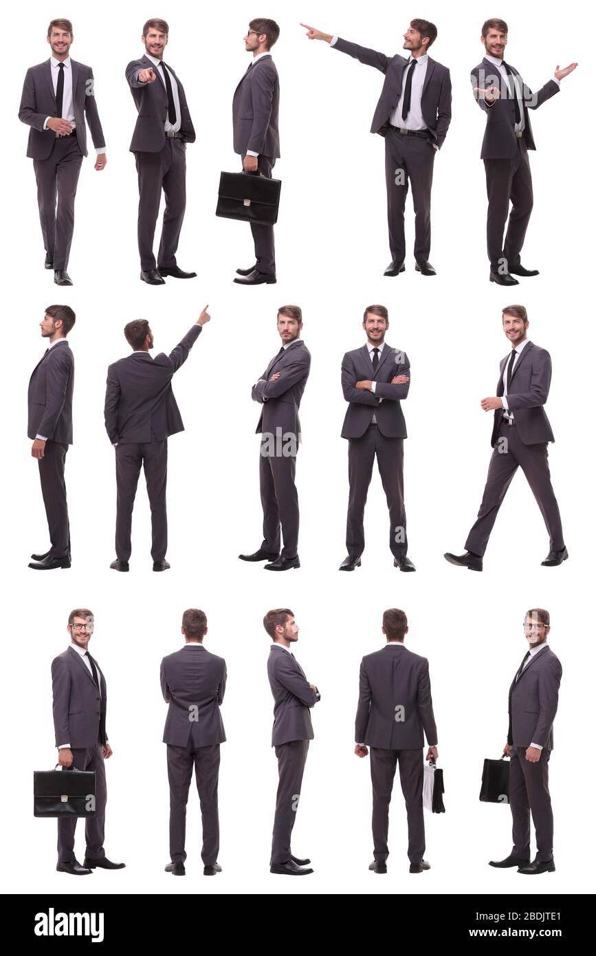 collage of photos of a successful businessman. isolated on white Stock ...