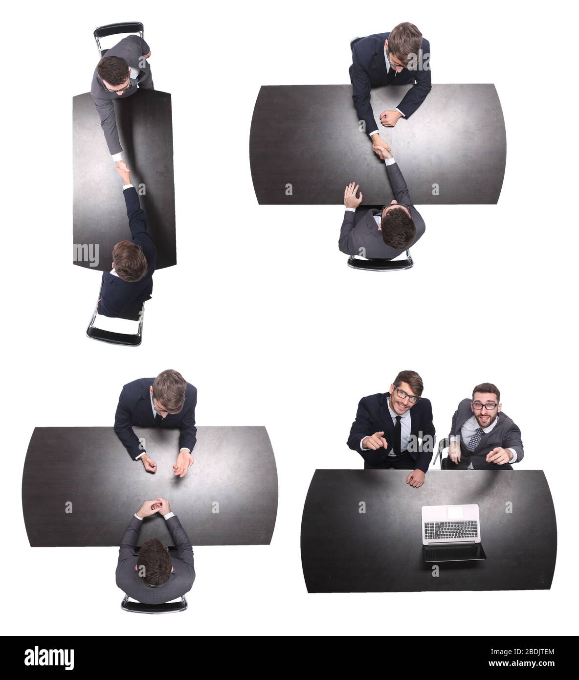 top view. two business people sitting at the Desk Stock Photo - Alamy