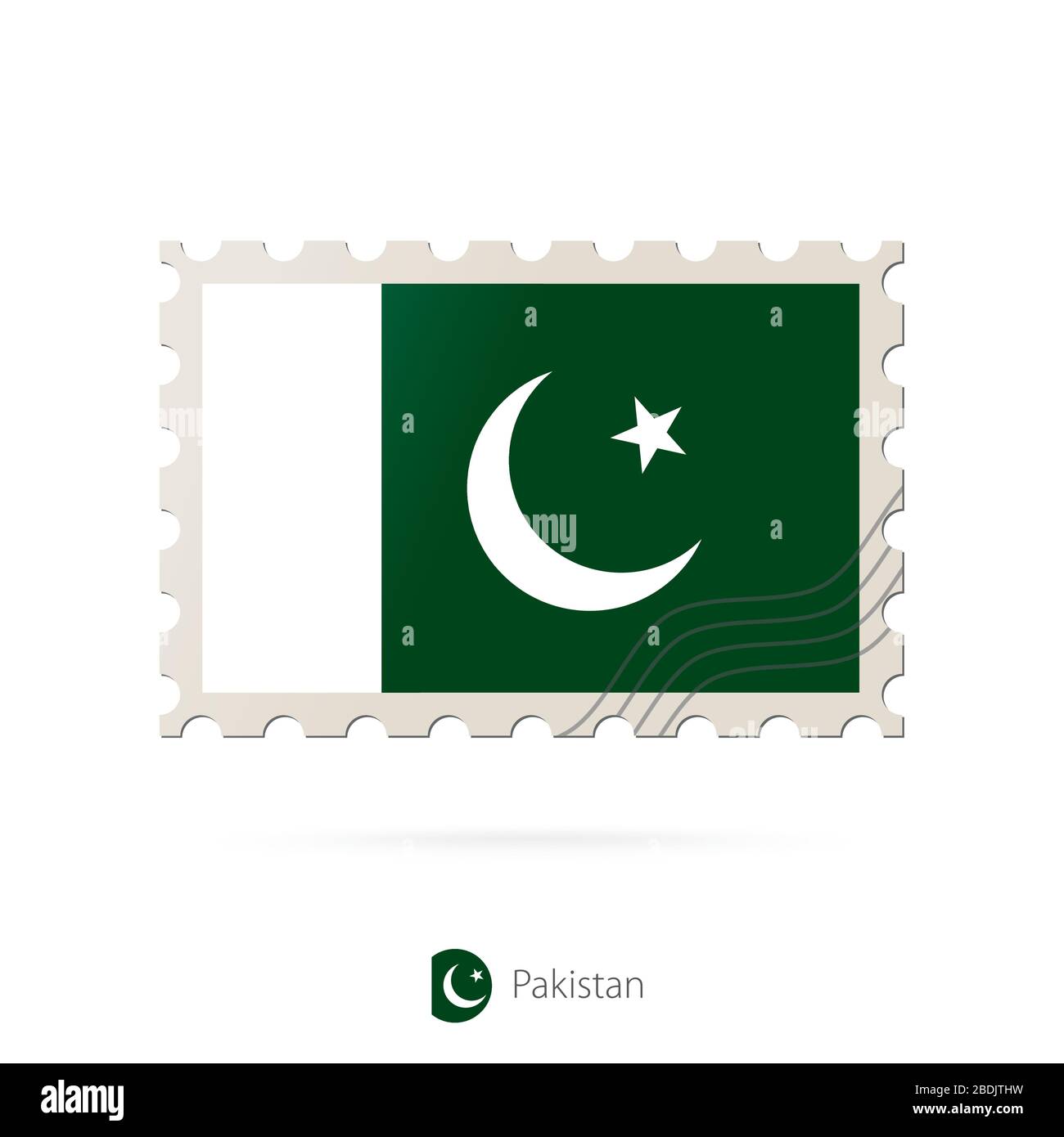 Postage stamp with the image of Pakistan flag. Pakistan Flag Postage on ...