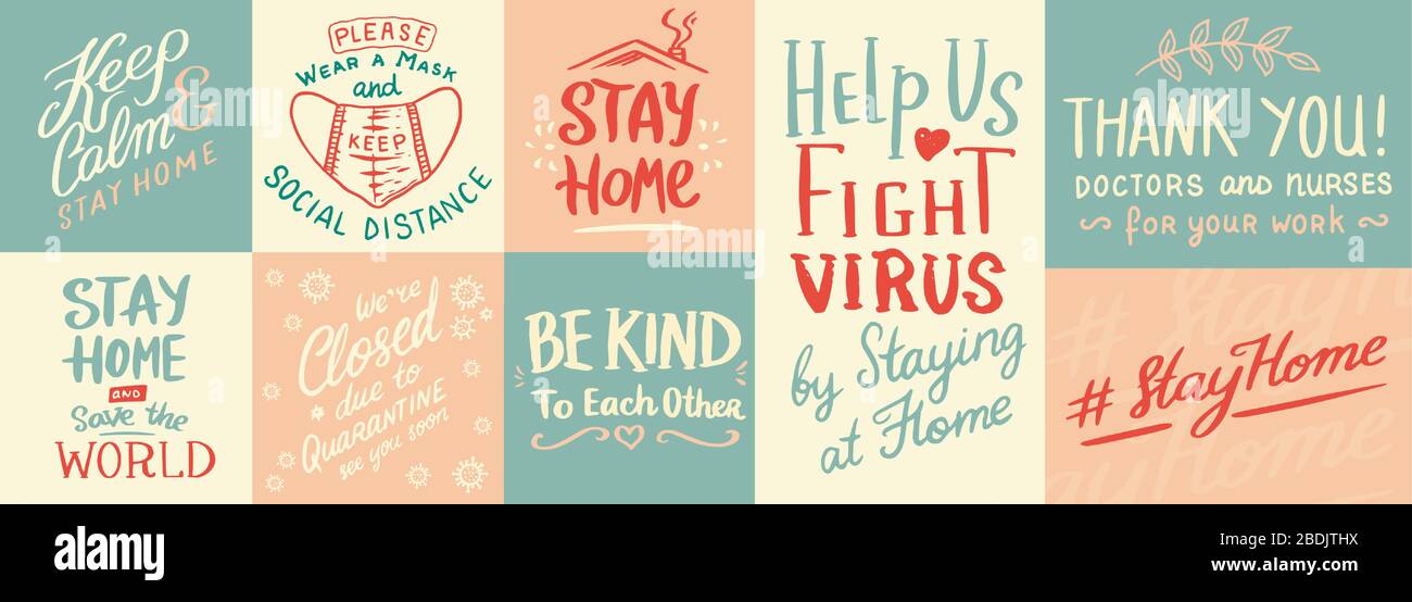 Coronavirus COVID-19. Calligraphic quotes. Motivational phrases. Wuhan ...