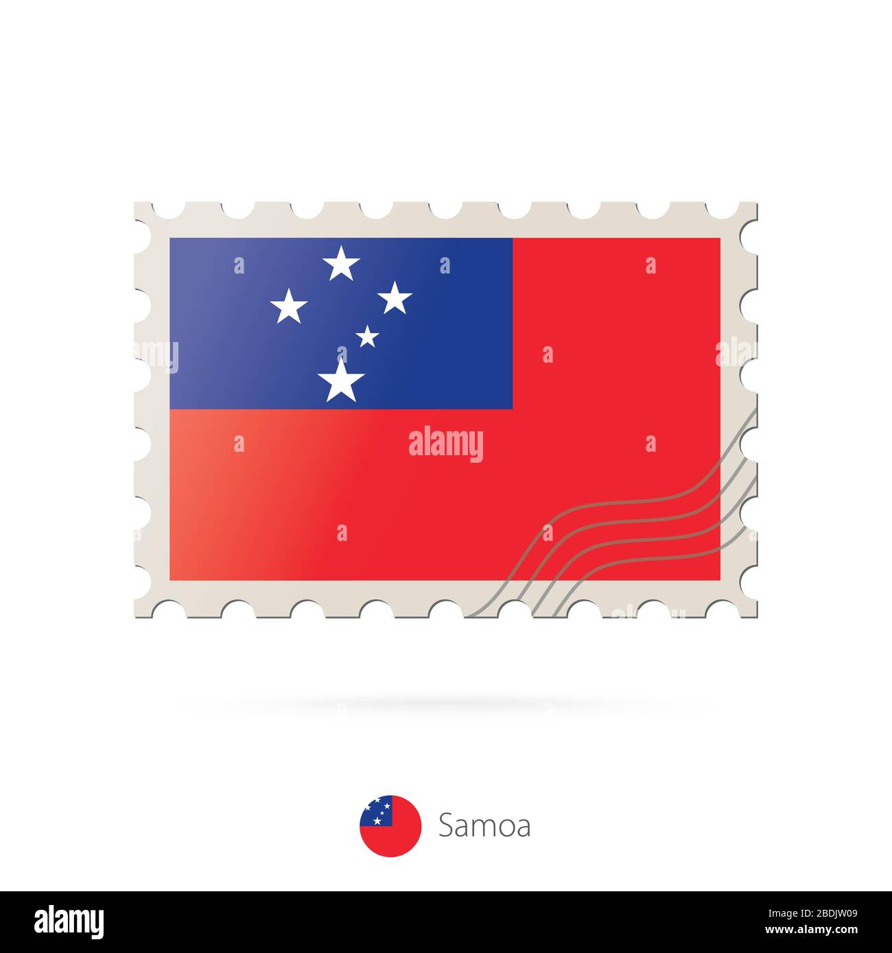 Postage stamp with the image of Samoa flag. Samoa Flag Postage on white ...