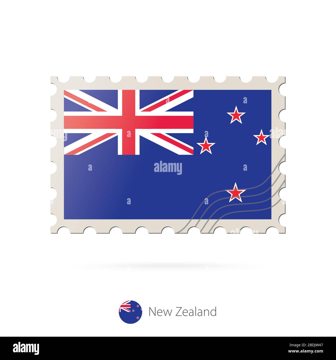 Postage stamp with the image of New Zealand flag. New Zealand Flag ...