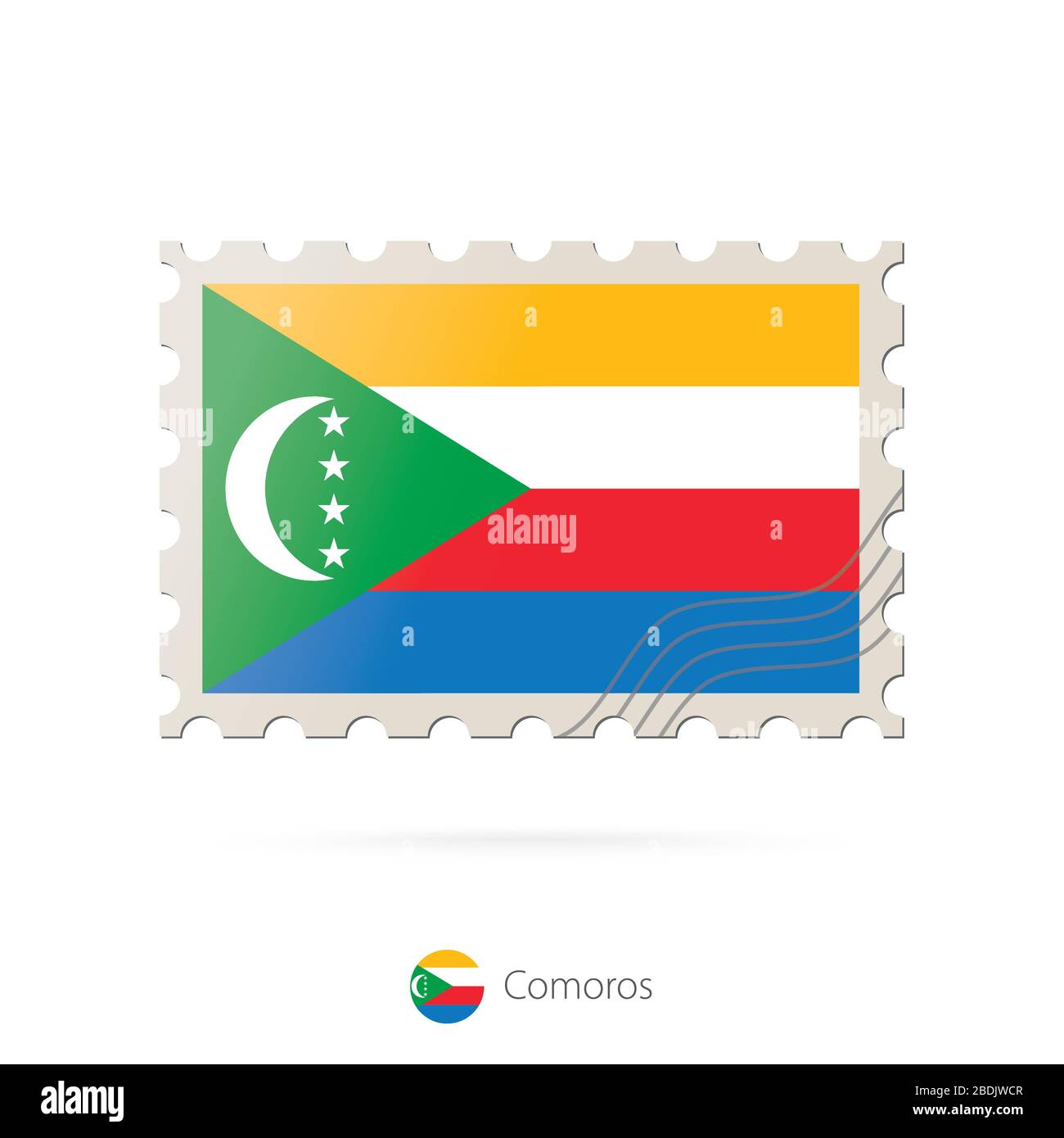 Postage stamp with the image of Comoros flag. Comoros Flag Postage on ...