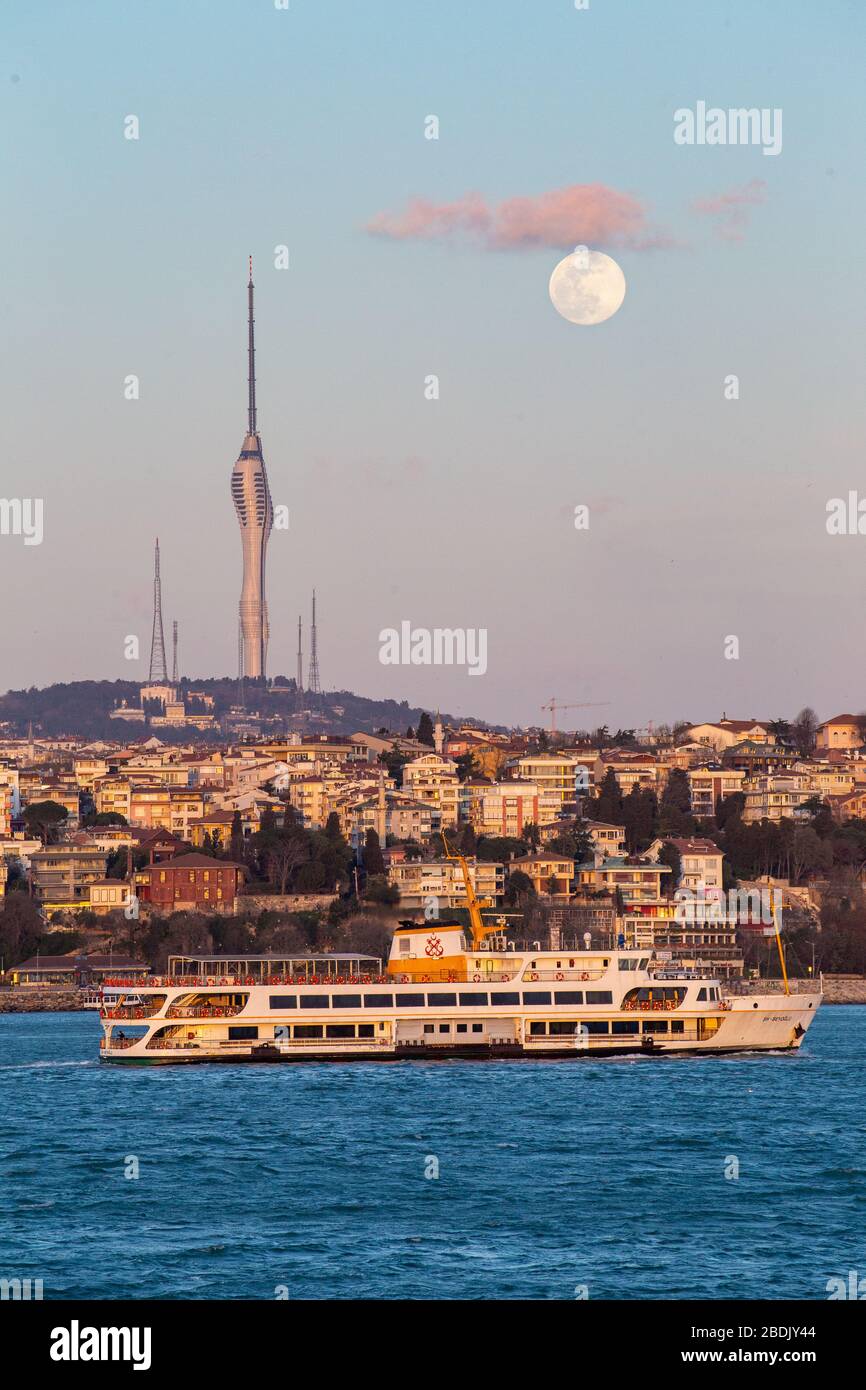 Zoomed view of biggest and brightest Super moon brightens up Istanbul ...