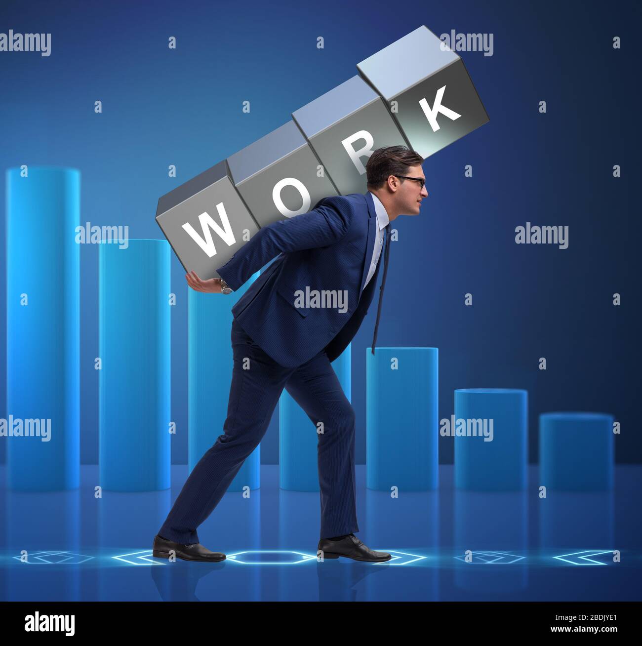 The businessman working too hard in business concept Stock Photo - Alamy