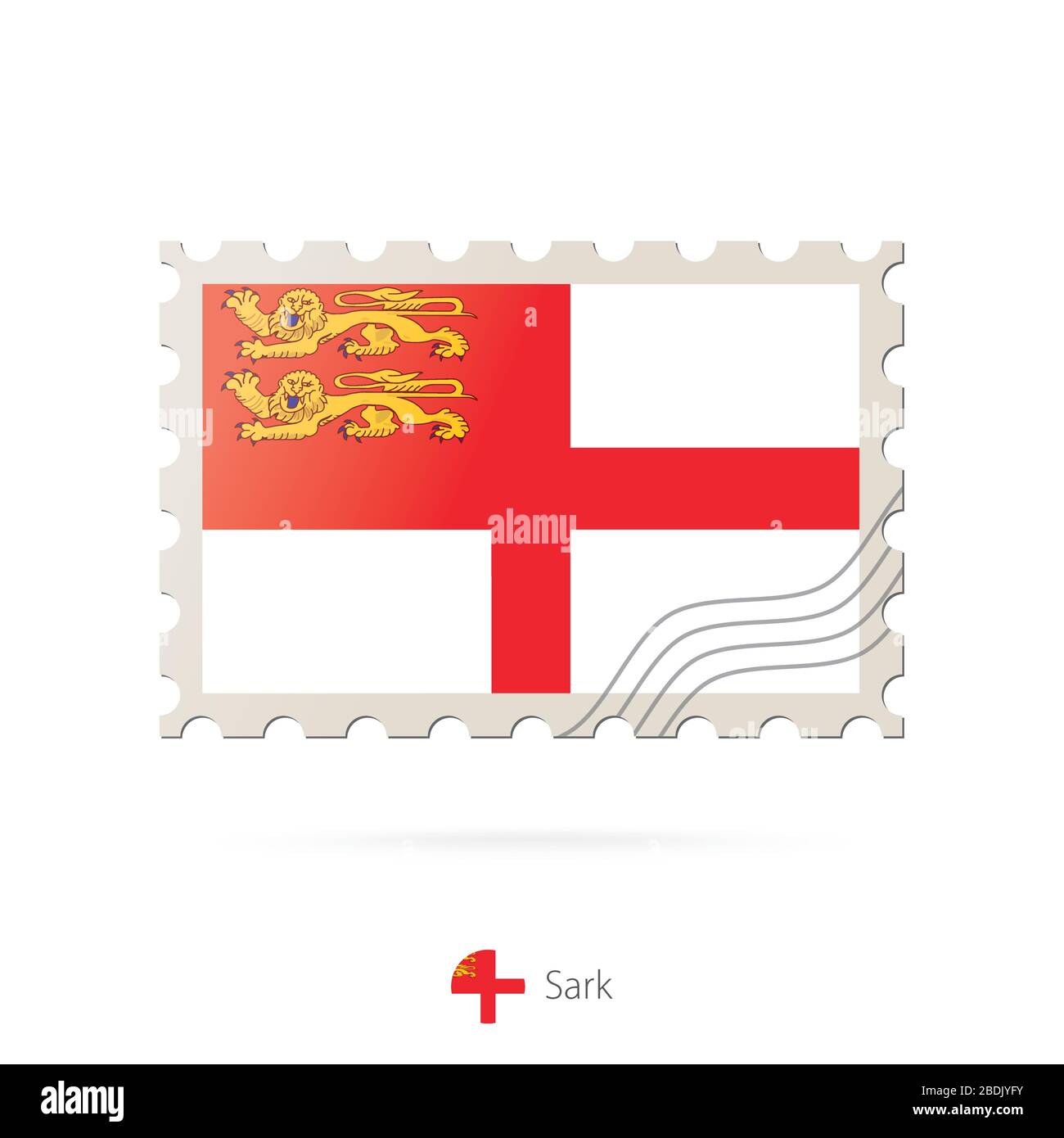 Postage stamp with the image of Sark flag. Sark Flag Postage on white ...