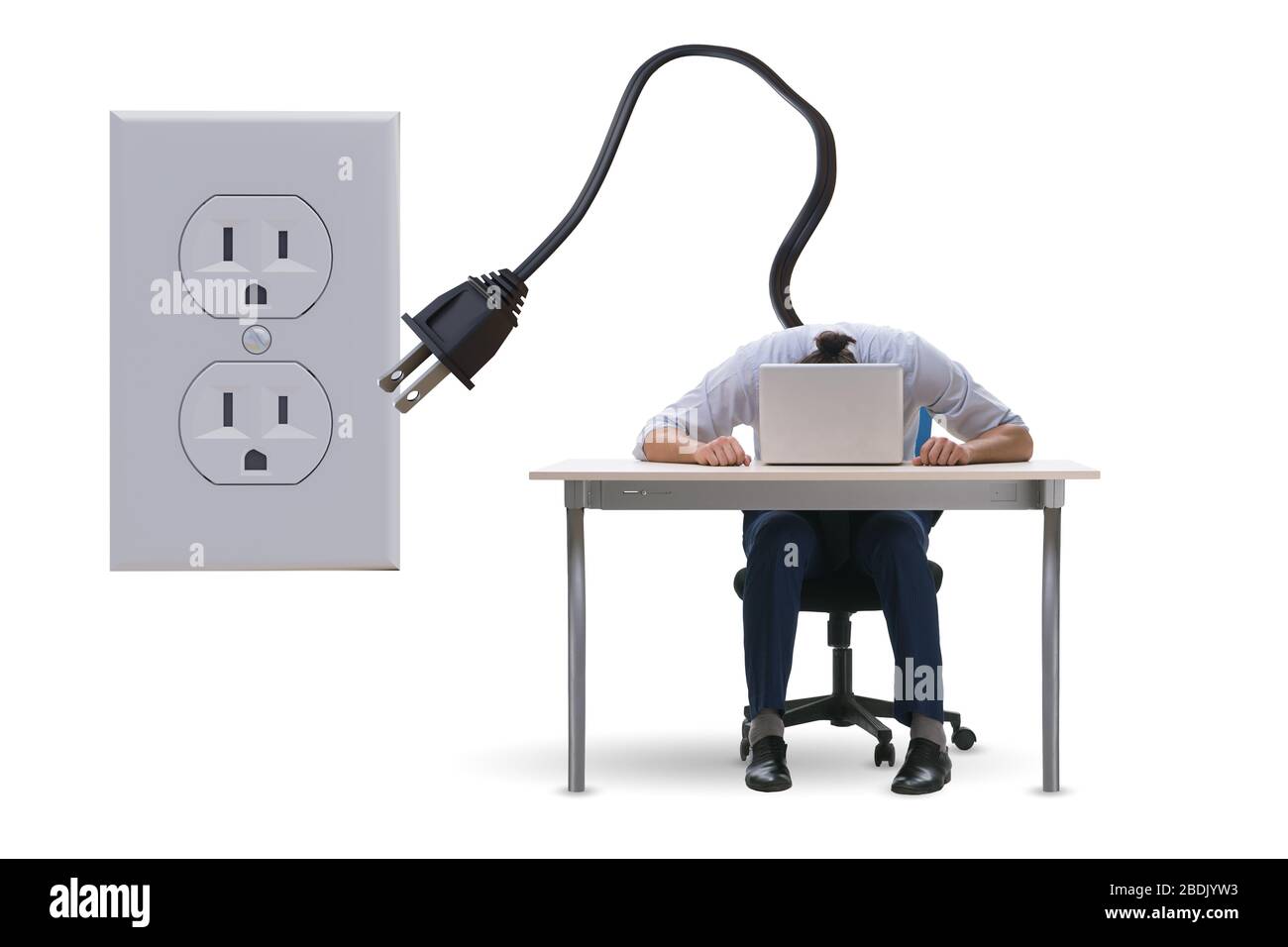 The businessman losing energy to work Stock Photo - Alamy