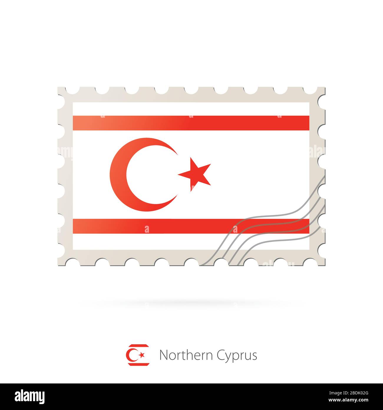 Postage stamp with the image of Northern Cyprus flag. Northern Cyprus ...