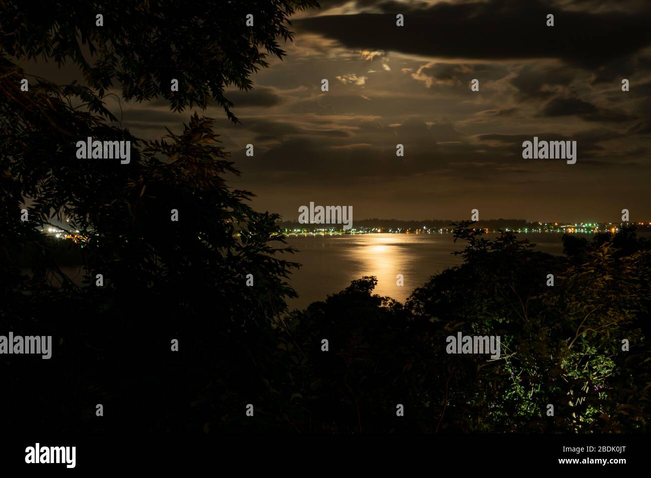 Super moon reflections. Full moon in Anchieta, State of Espirito Santo ...