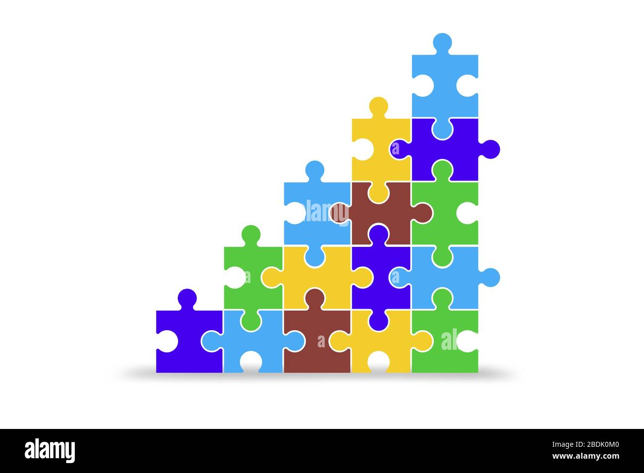 The growth chart made of jigsaw puzzle pieces - 3d rendering Stock ...