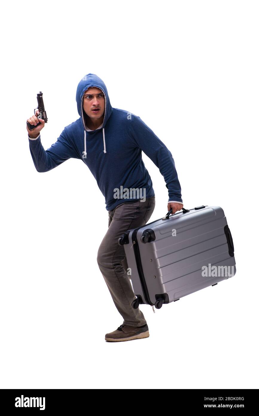 Young male bandit isolated on white background Stock Photo - Alamy