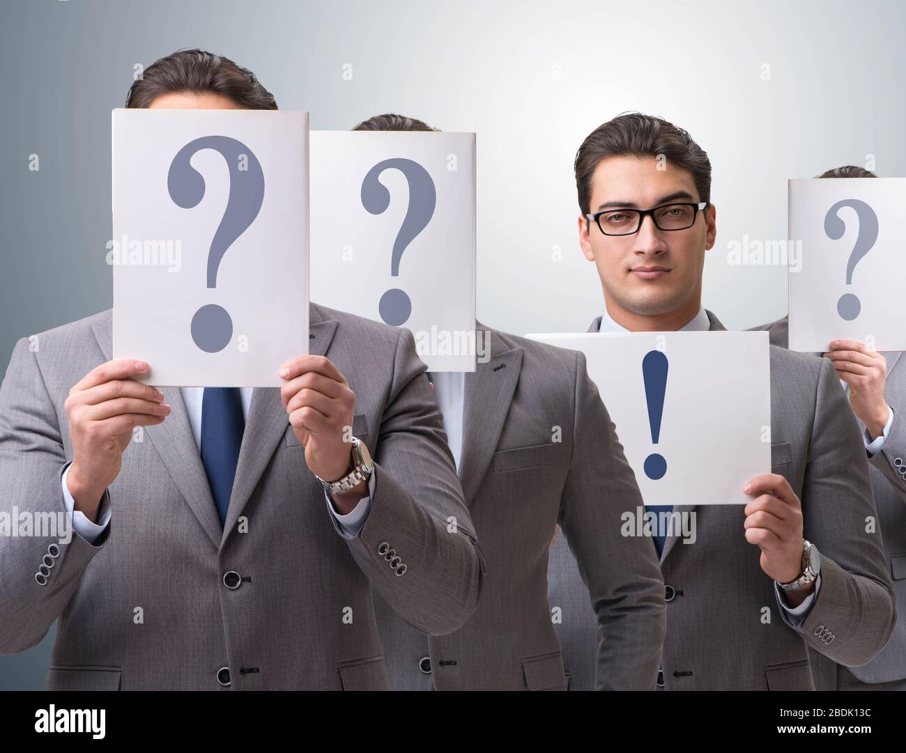 The businessman having answer to many questions Stock Photo - Alamy