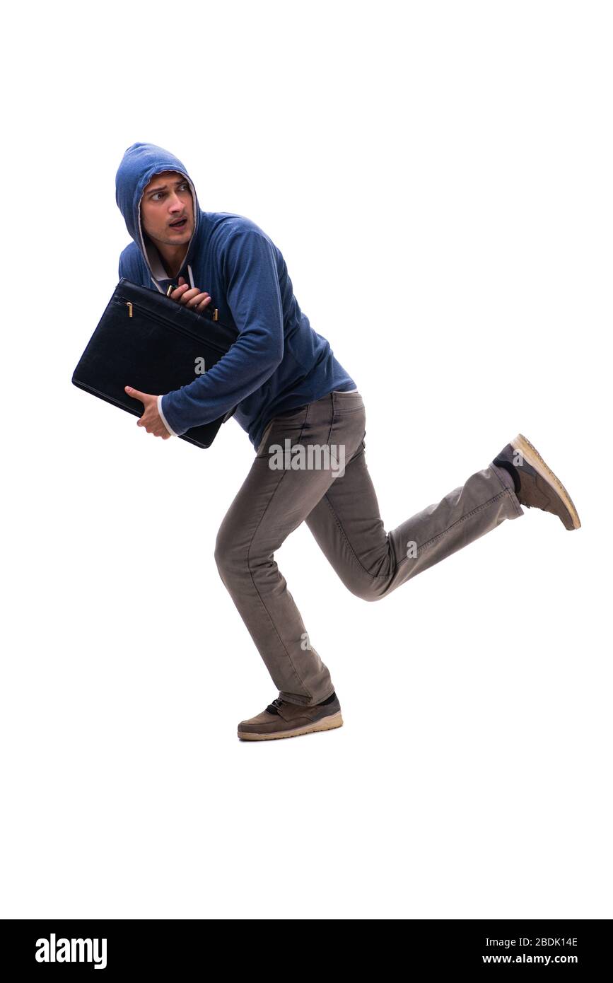 Young male bandit isolated on white background Stock Photo - Alamy