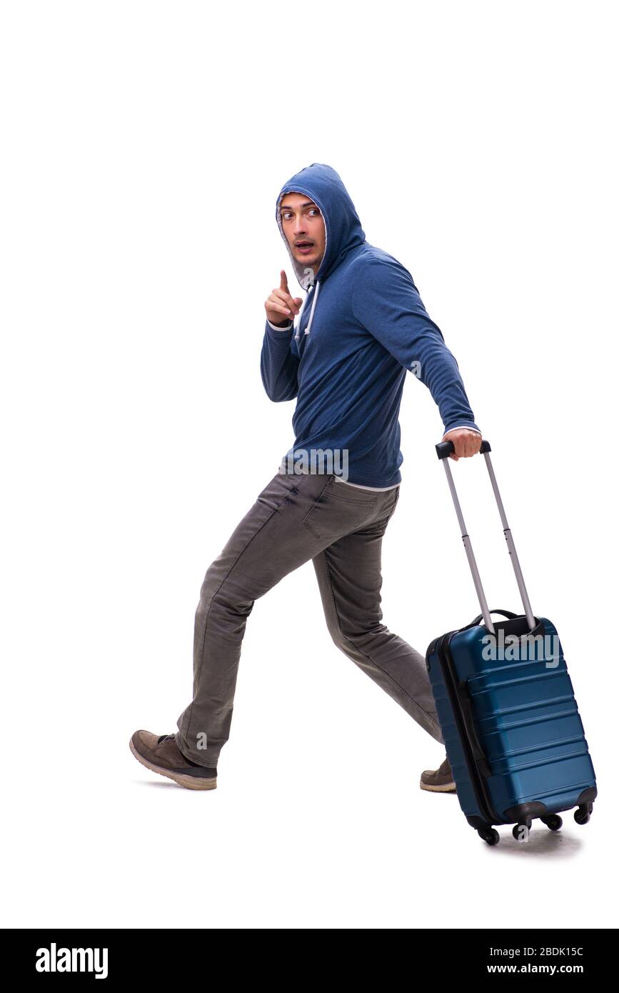 Young male bandit isolated on white background Stock Photo - Alamy