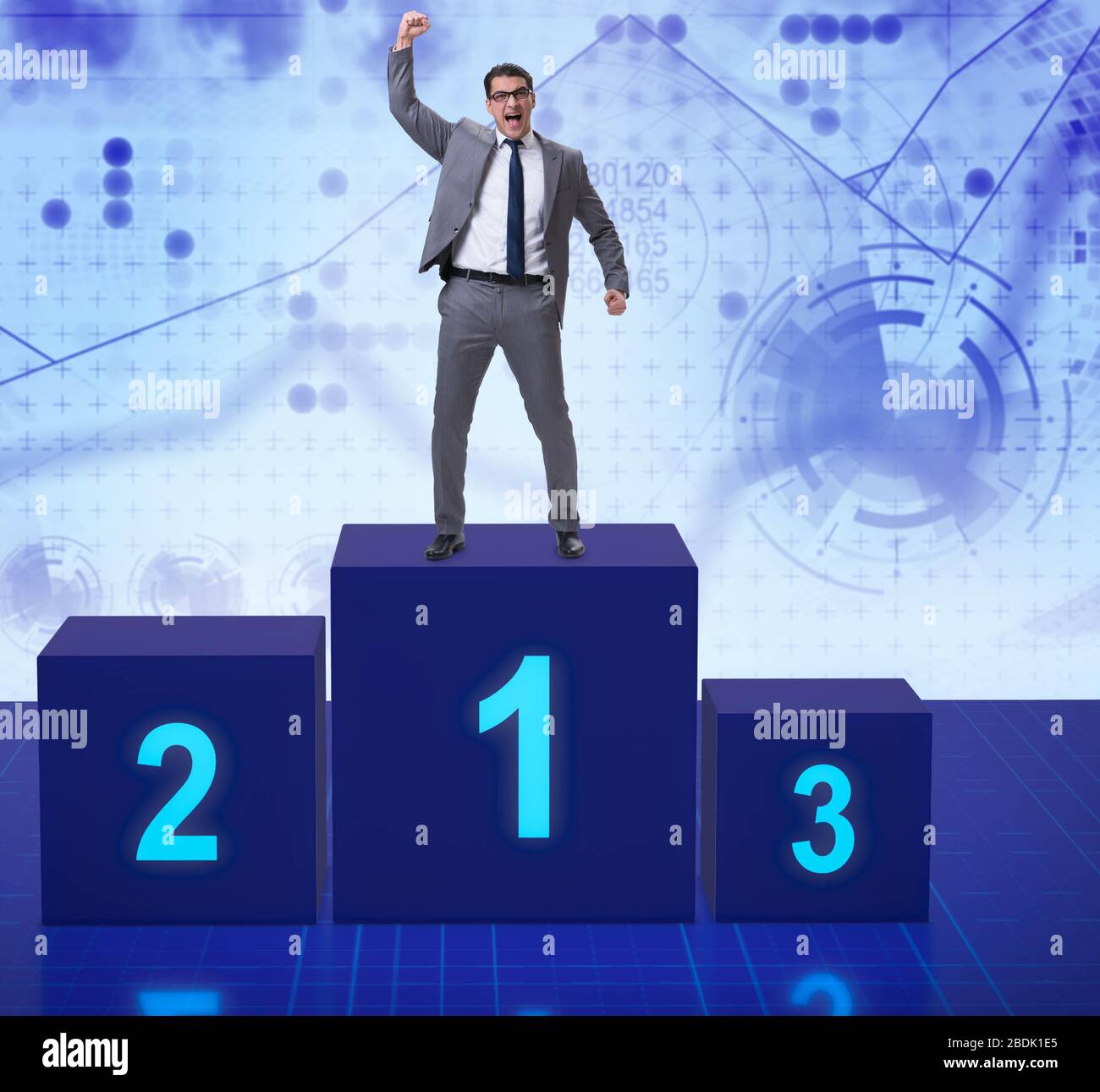 The businessman taking first place in competition Stock Photo - Alamy