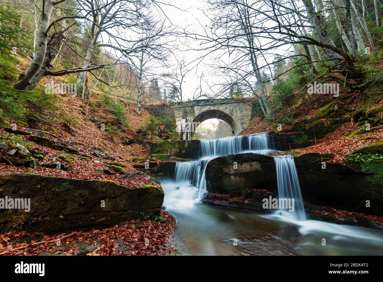 Autumn waterfalls near Sitovo, Plovdiv, Bulgaria. Beautiful cascades of ...