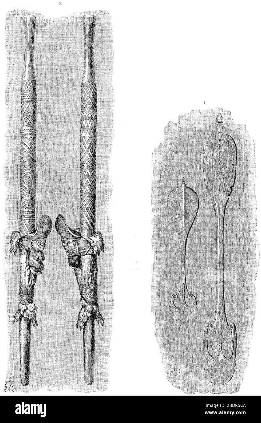 Easter island oar dancing paddle Black and White Stock Photos & Images ...