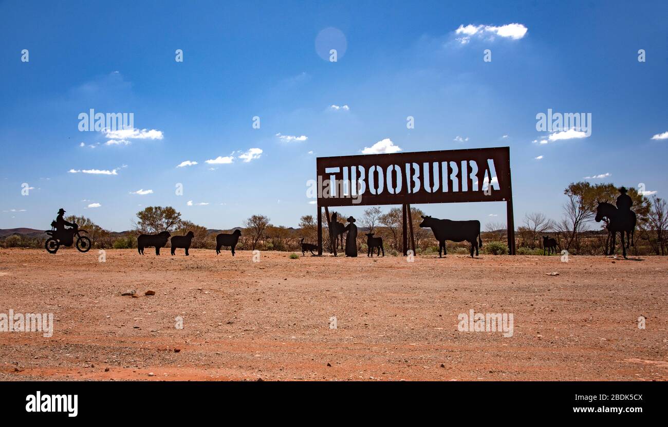 Tibooburra welcome sign remote community in rural new south wales hi ...