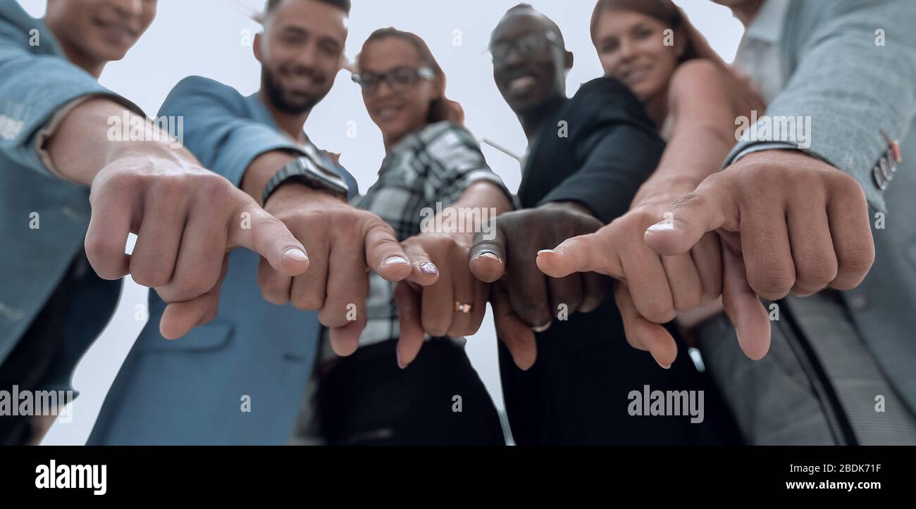 Business people pointing at camera Stock Photo - Alamy