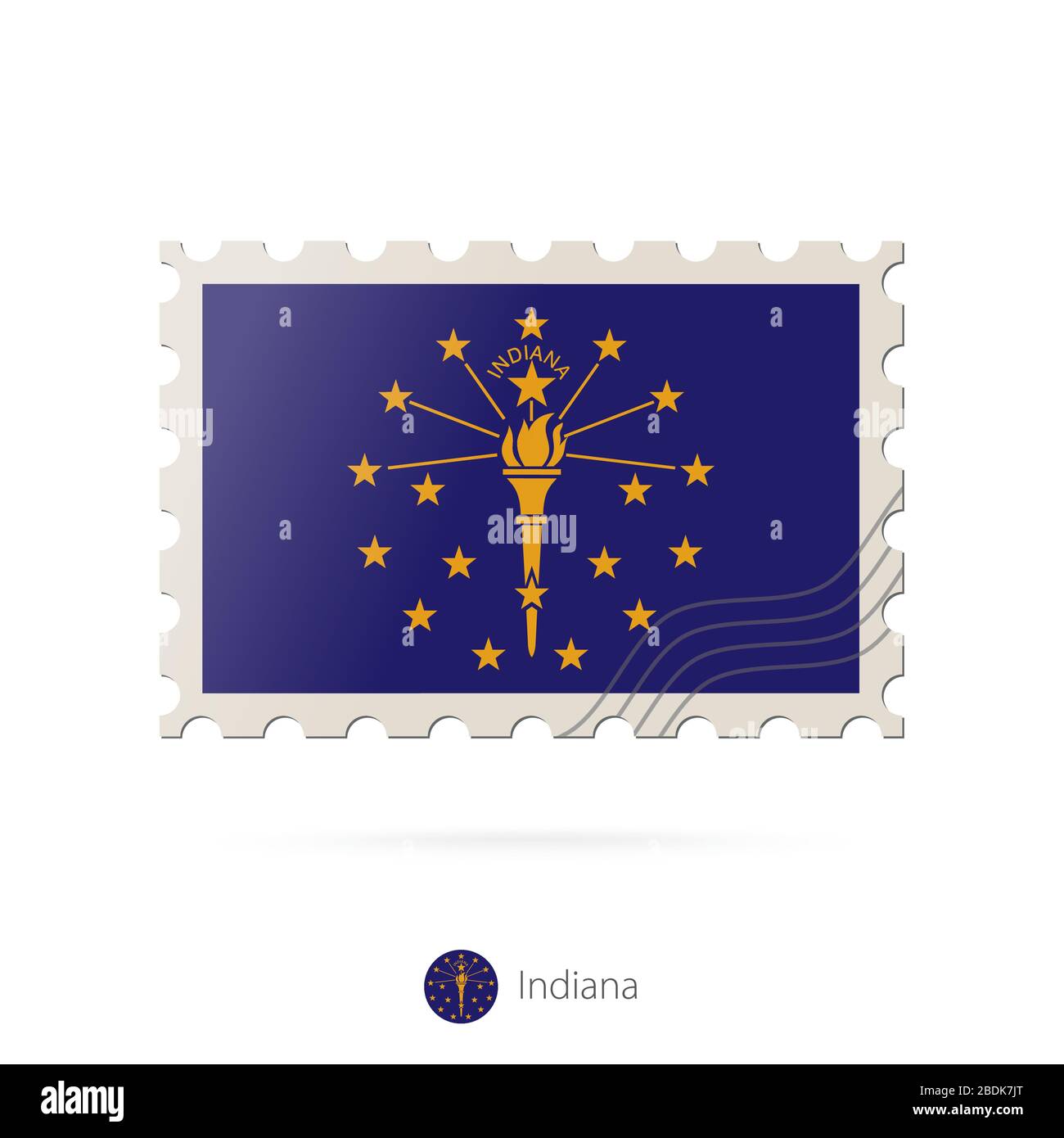 Postage stamp with the image of Indiana state flag. Indiana Flag ...