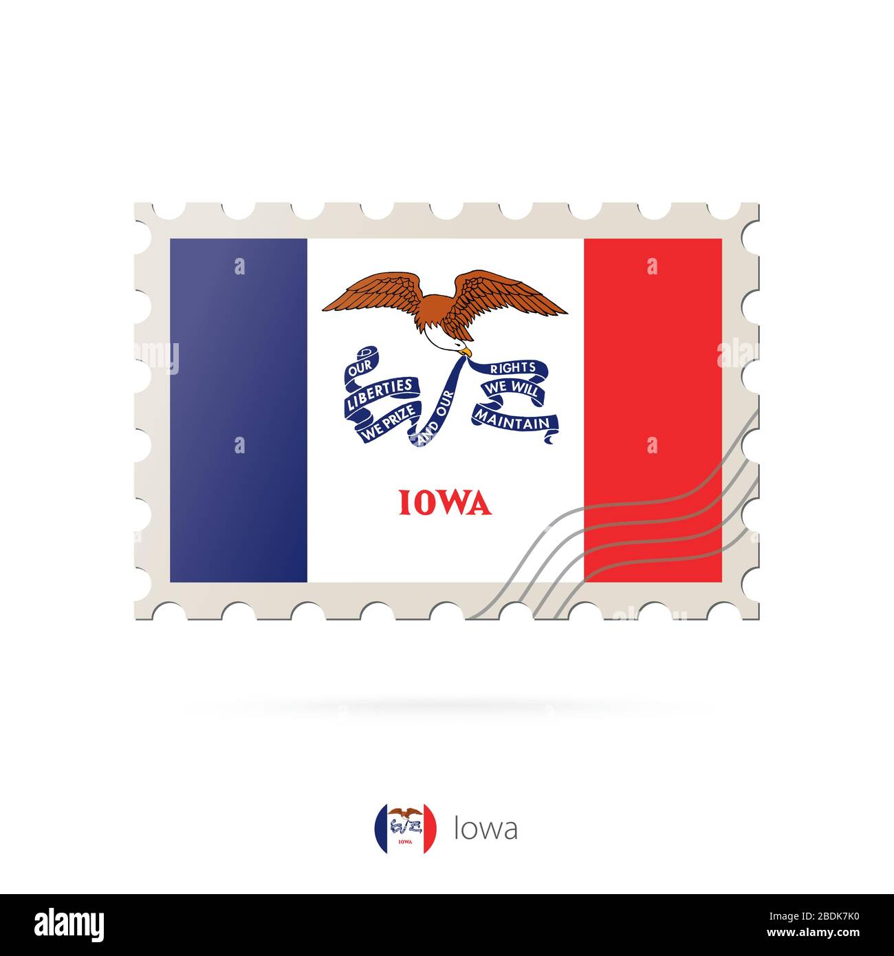 Postage stamp with the image of Iowa state flag. Iowa Flag Postage on ...