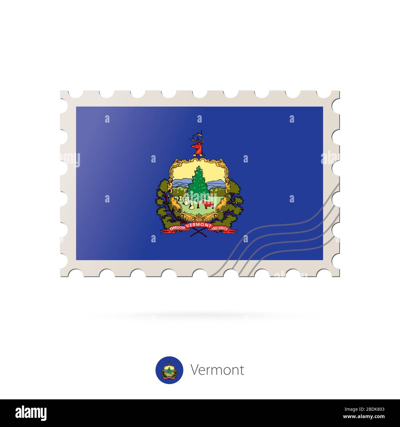 Postage stamp with the image of Vermont state flag. Vermont Flag ...