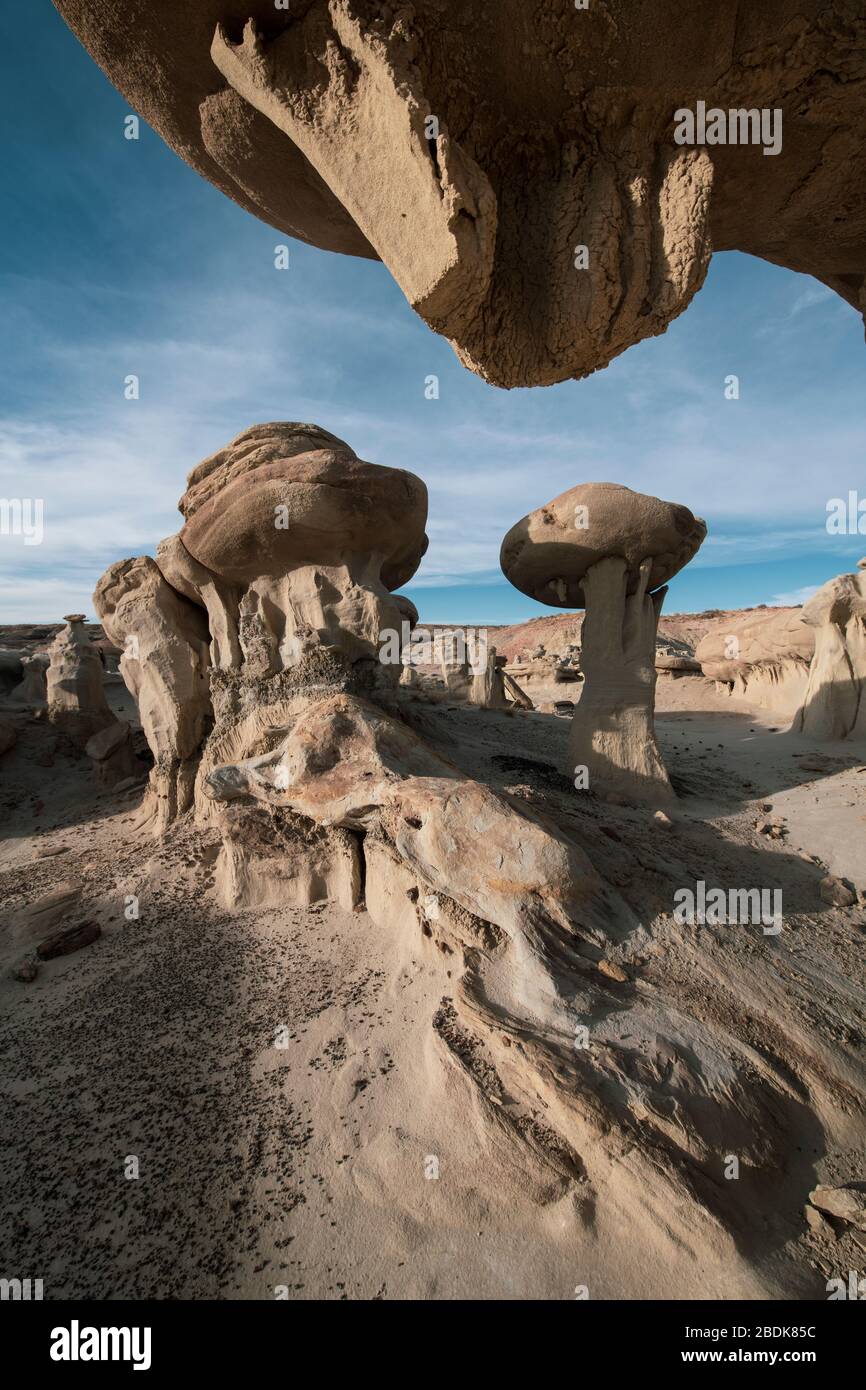 Hoodoos Support Enormous Stones in Strange Desert Formations Stock ...