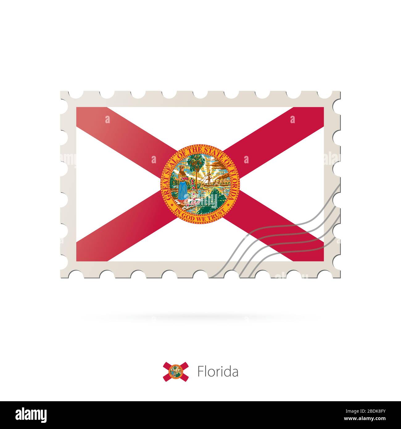 Postage stamp with the image of Florida state flag. Florida Flag Postage on white background ...