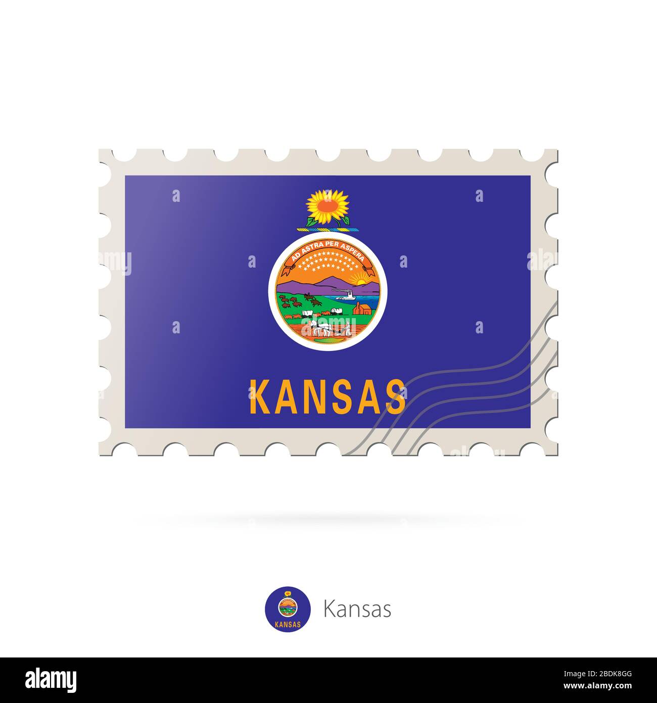 Postage stamp with the image of Kansas state flag. Kansas Flag Postage ...