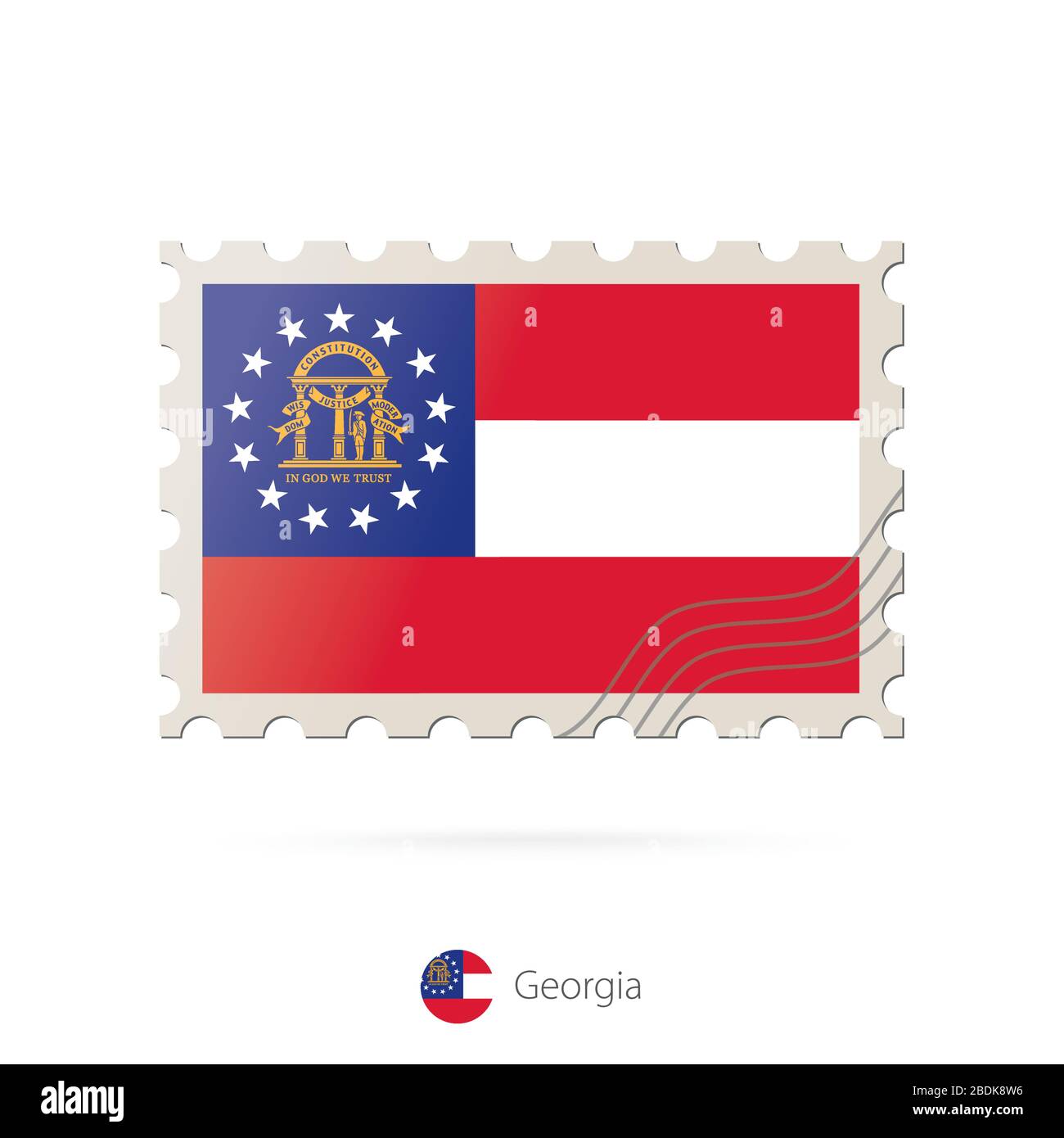 Postage stamp with the image of Georgia state flag. Georgia Flag ...