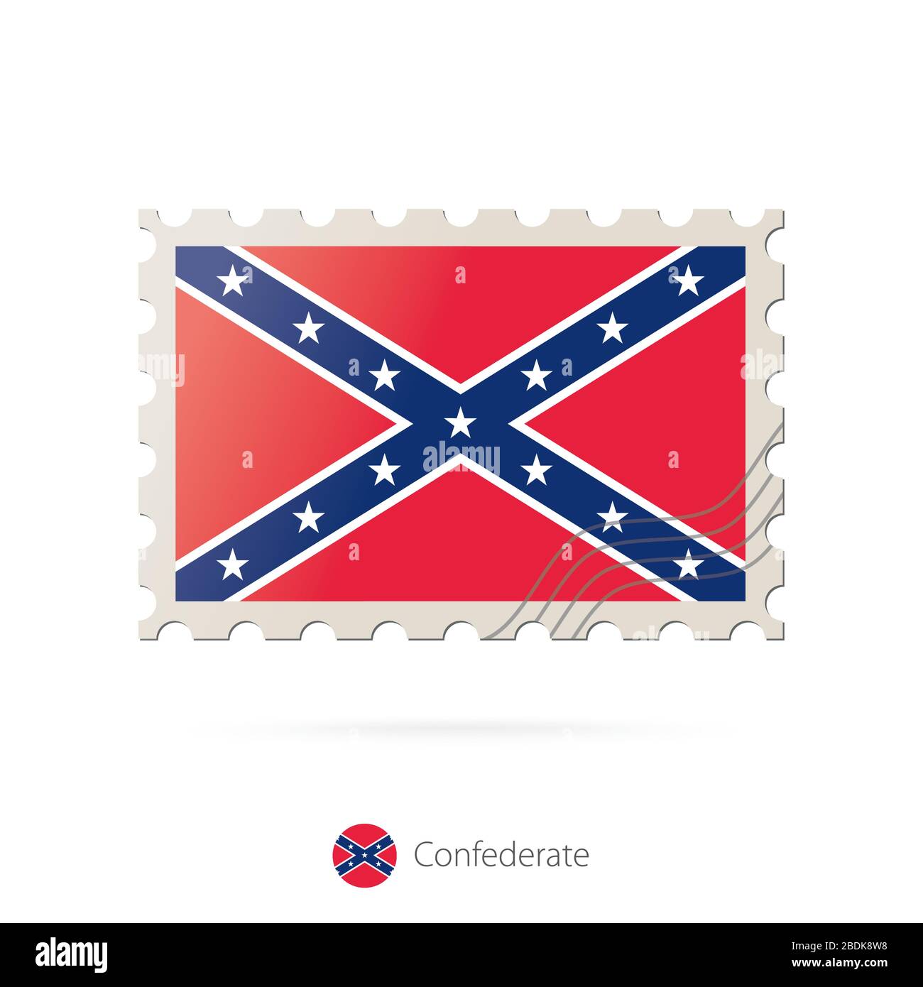 Postage stamp with the image of Confederate state flag. Confederate ...