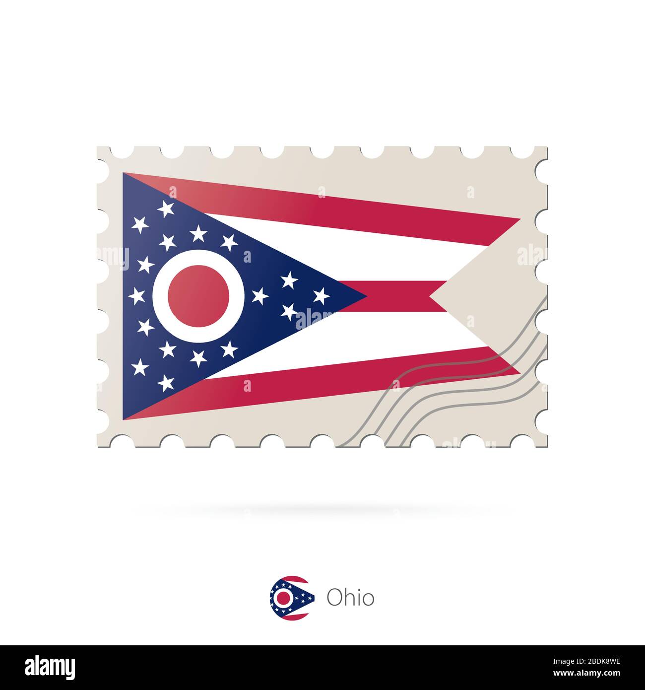 Postage stamp with the image of Ohio state flag. Ohio Flag Postage on ...