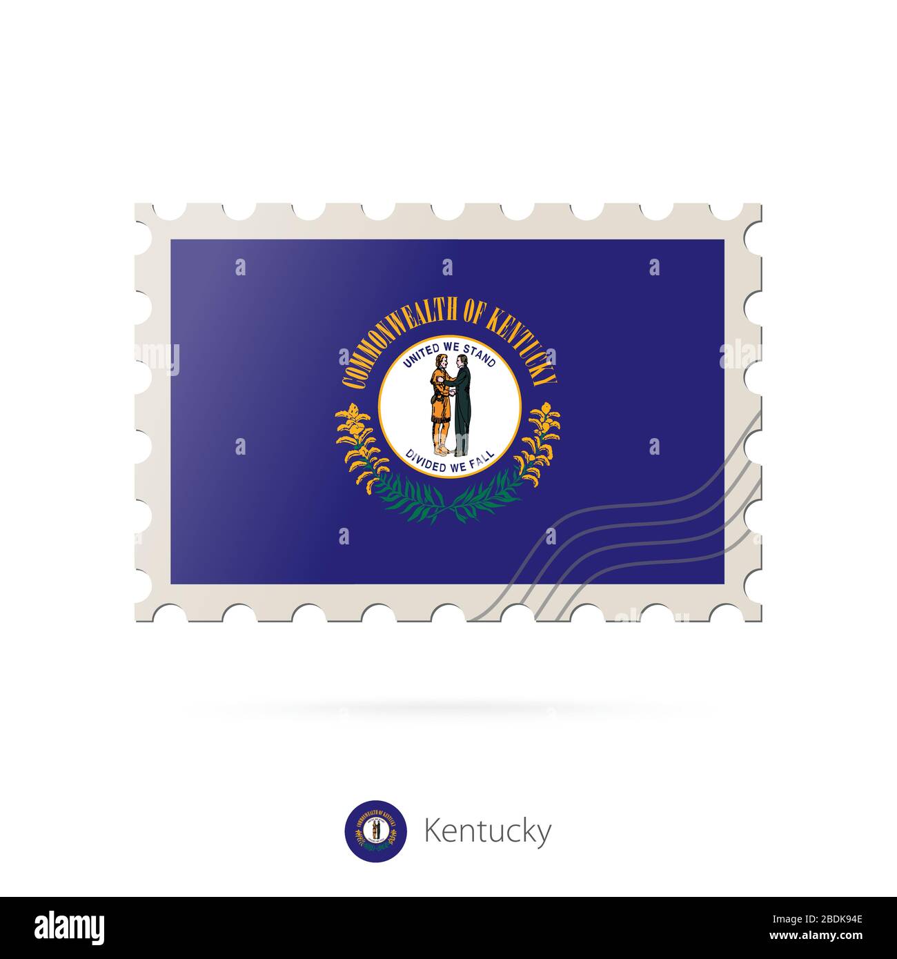 Postage stamp with the image of Kentucky state flag. Kentucky Flag ...