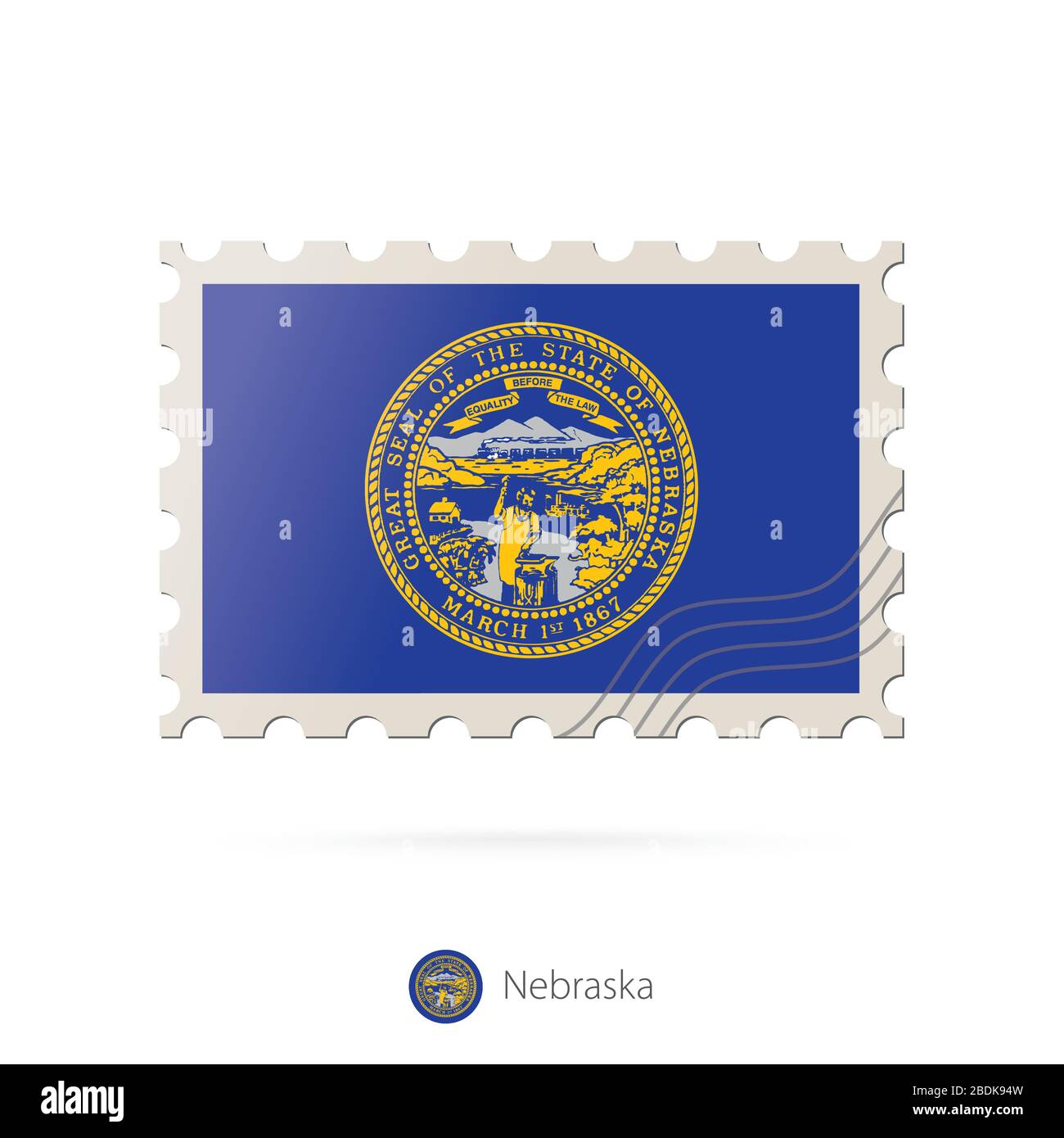 Postage stamp with the image of Nebraska state flag. Nebraska Flag ...