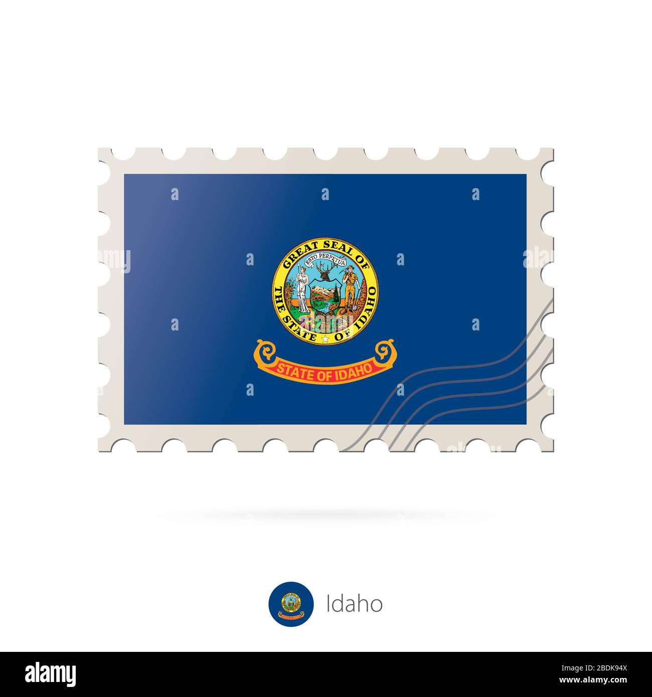 Postage stamp with the image of Idaho state flag. Idaho Flag Postage on ...