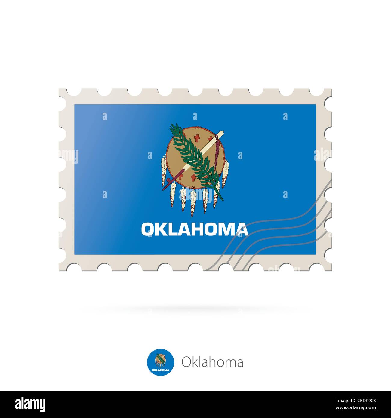 Postage stamp with the image of Oklahoma state flag. Oklahoma Flag ...