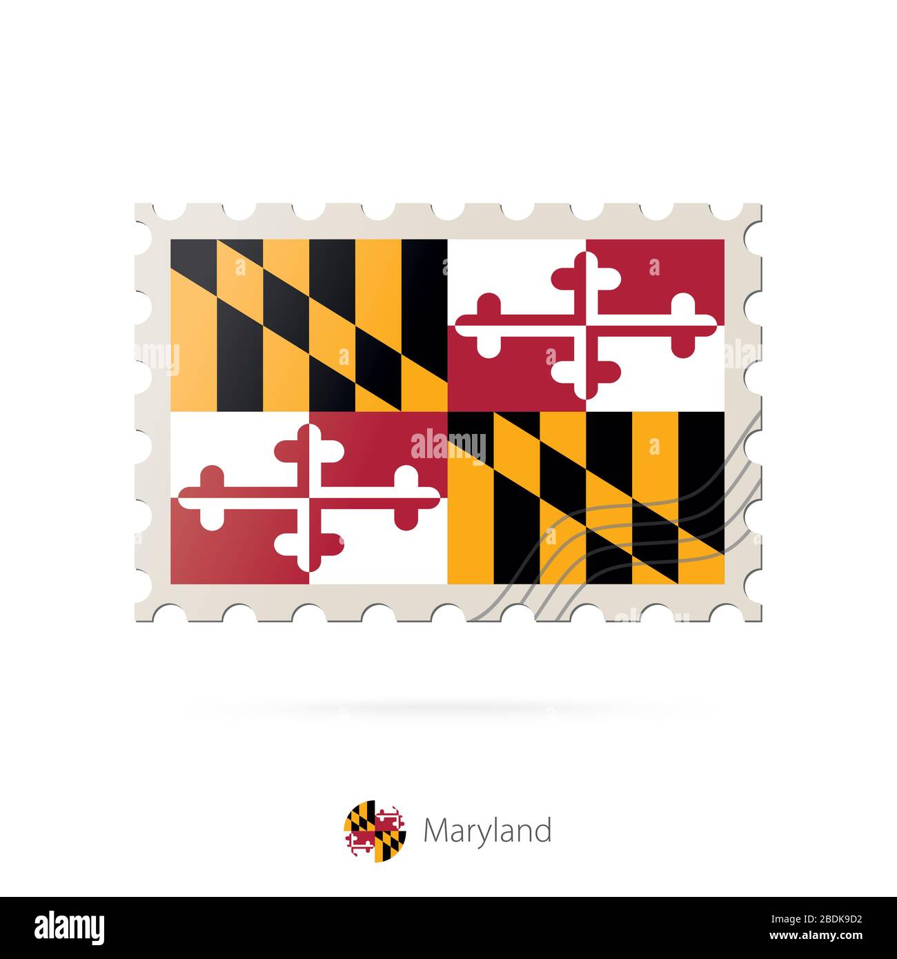 Postage stamp with the image of Maryland state flag. Maryland Flag ...